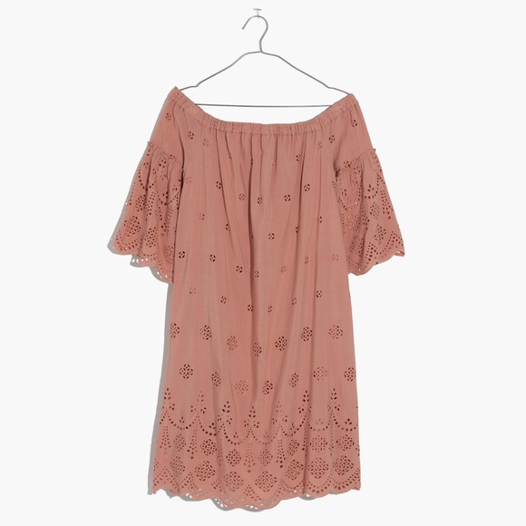 Madewell | Dresses | Madewell Eyelet Off The Shoulder Dress Dusty Pink ...